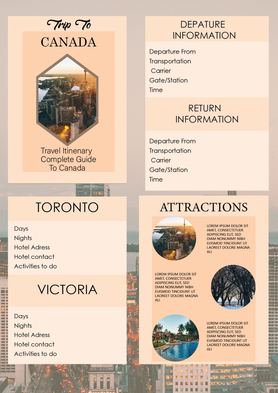 Travel Guide, Travel Journal, Editable Travel Itinerary Planner, A4 ...