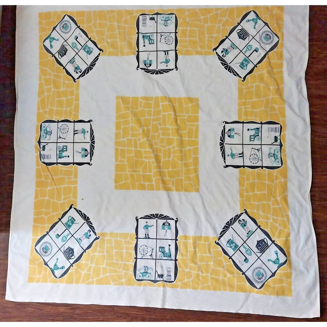 Vintage 1920s Amish Plaid Theme Cotton Cardboard Tablecloth Very Good ...