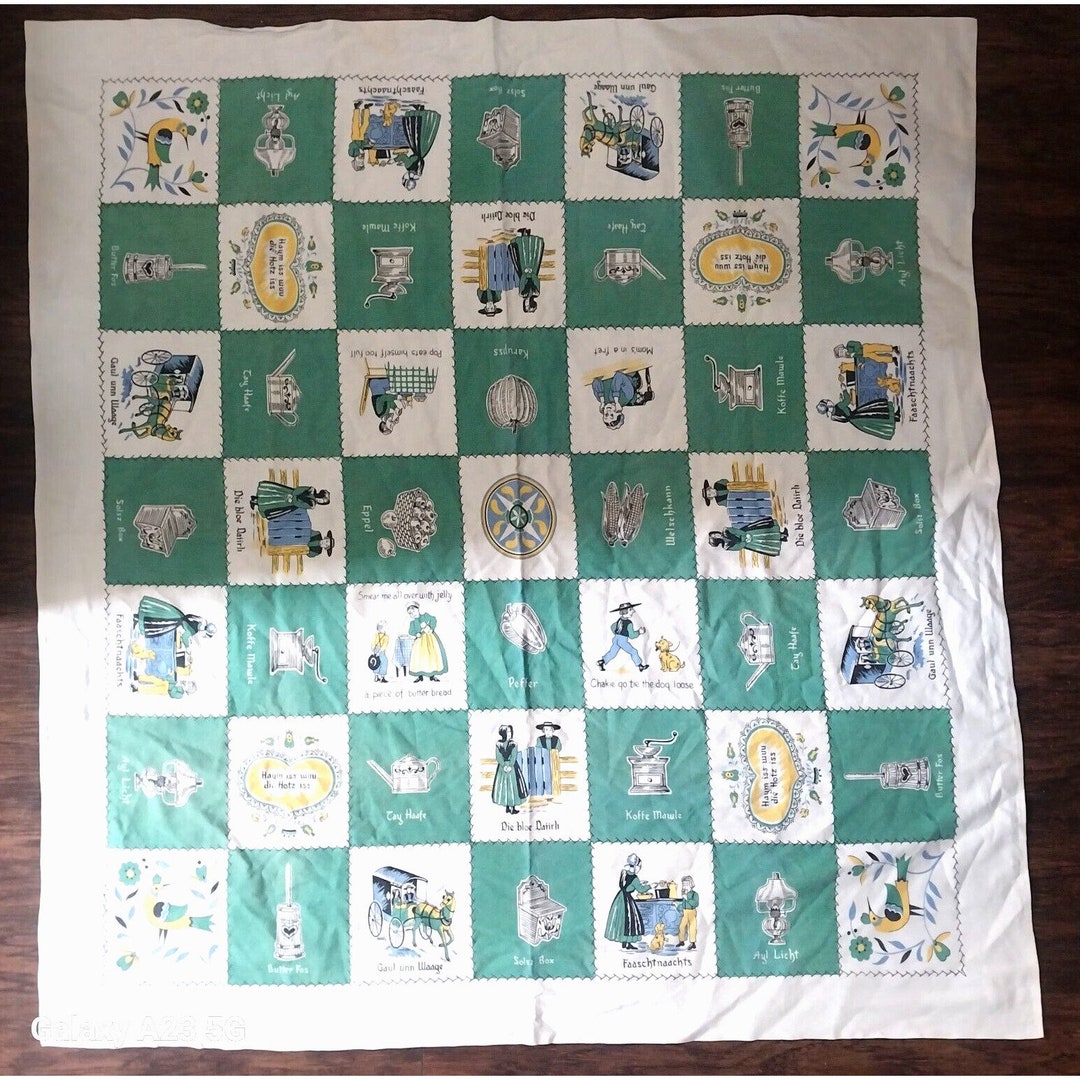 Vintage 1920s Amish Plaid Theme Cotton Cardboard Tablecloth Very Good ...
