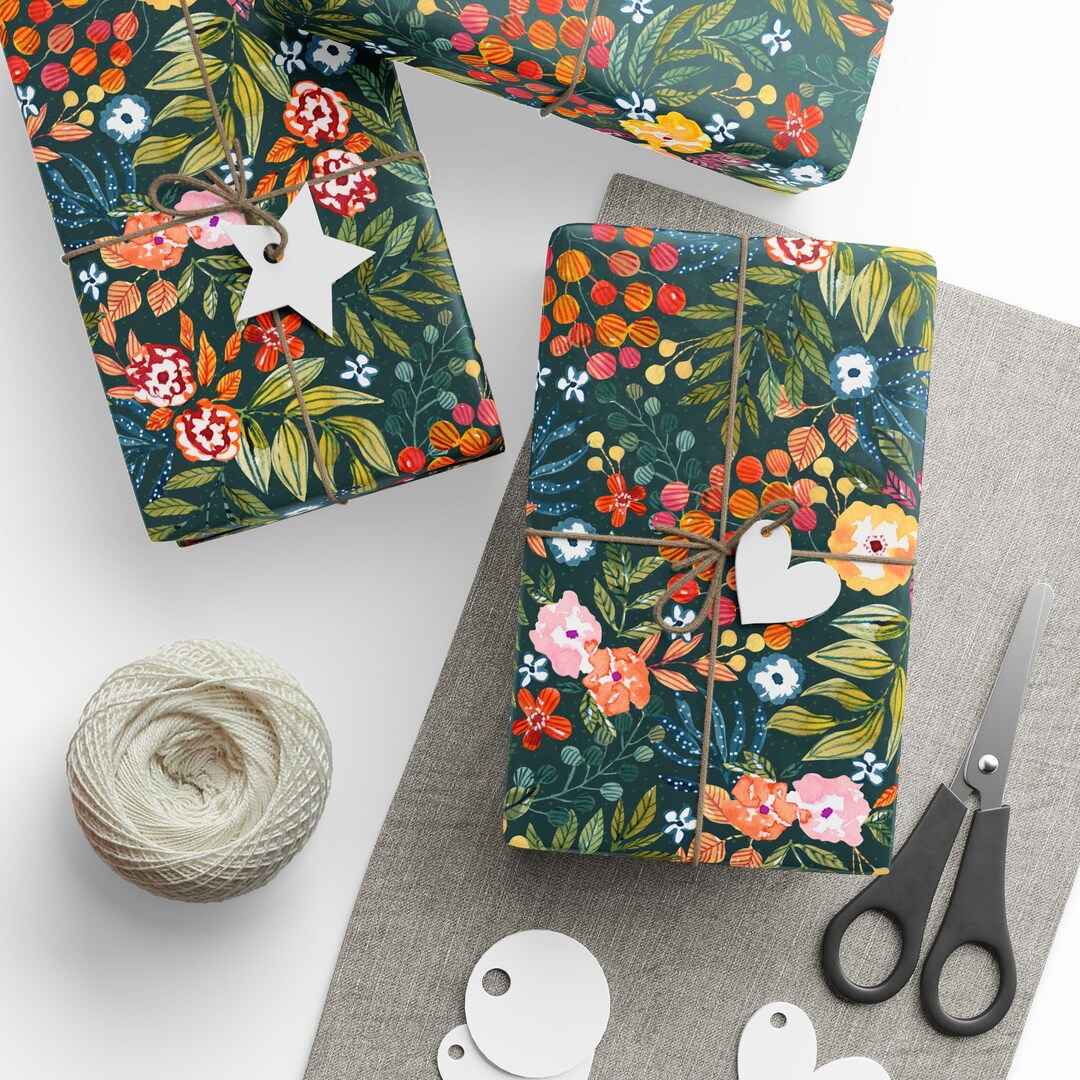 Floral Wrapping Paper: Vibrant Boho Gift Wrap, Matte or Glossy - Etsy
