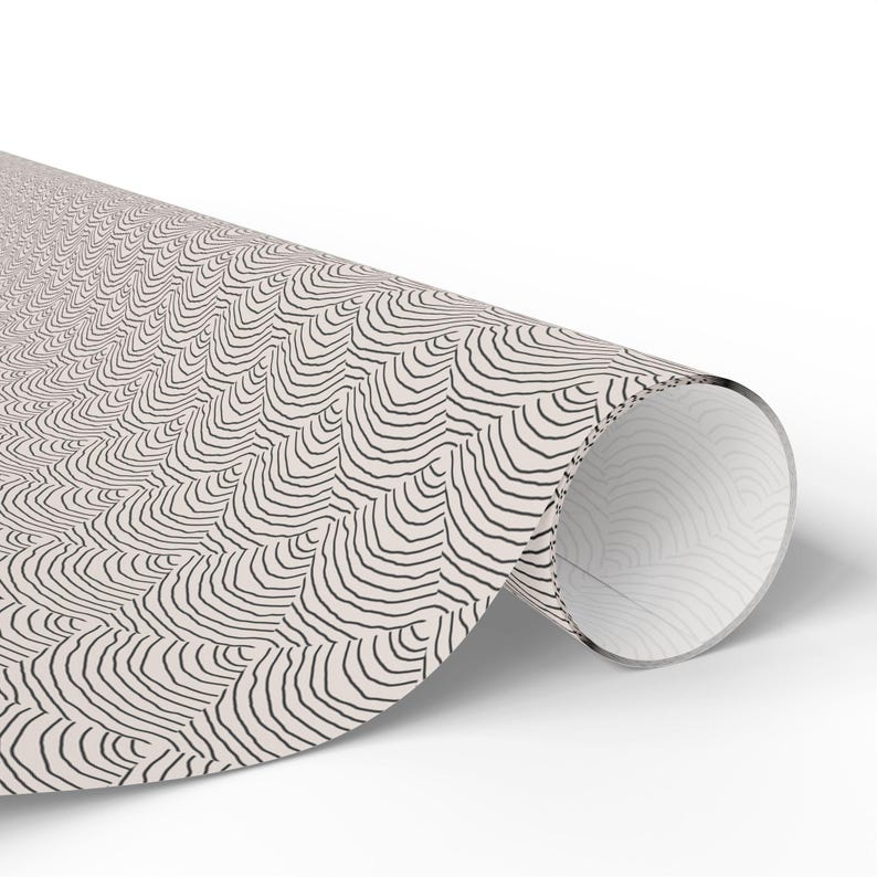 Modern Wave Pattern Wrapping Paper Neutral Elegant Gift Wrap Minimalist ...