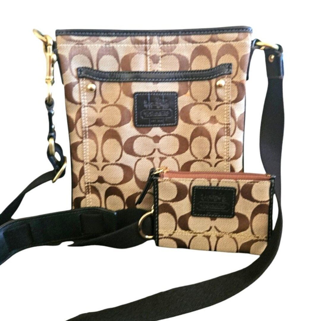 Vintage Coach Monogram Signature Brown Canvas Print Crossbody With ...