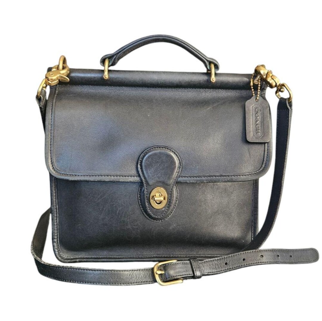Vintage Coach Black Leather Willis Top Handle Shoulder Bag #9927 - Etsy