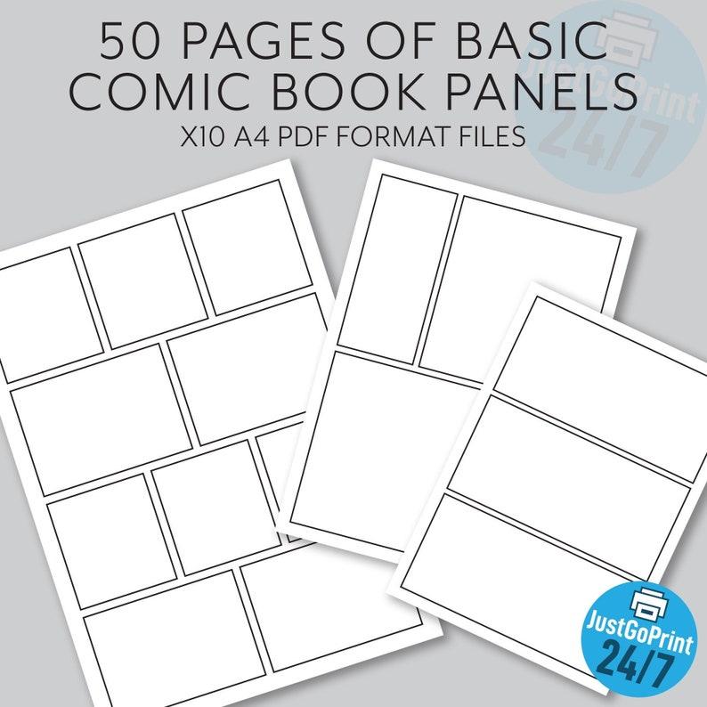 Basic Comic Book Panels With 50 A4 Printable Pages, Drawing Strips, Art ...