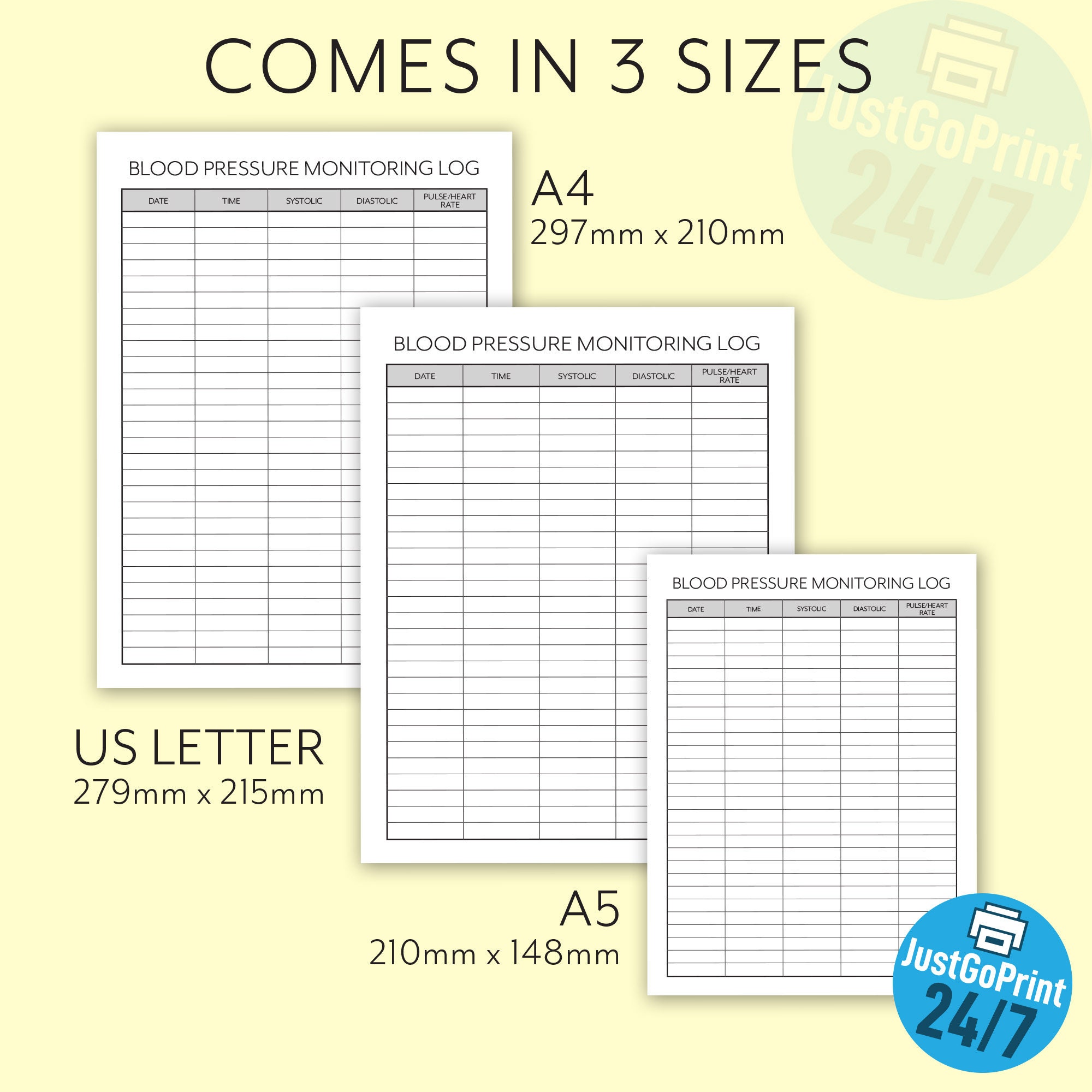 Blood Pressure Log Printable - High Blood Pressure Tracker Template ...