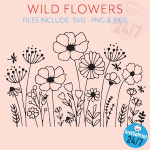 Wildflower Bundle SVG - Flowers SVG - Wildflowers - Floral Silhouettes ...