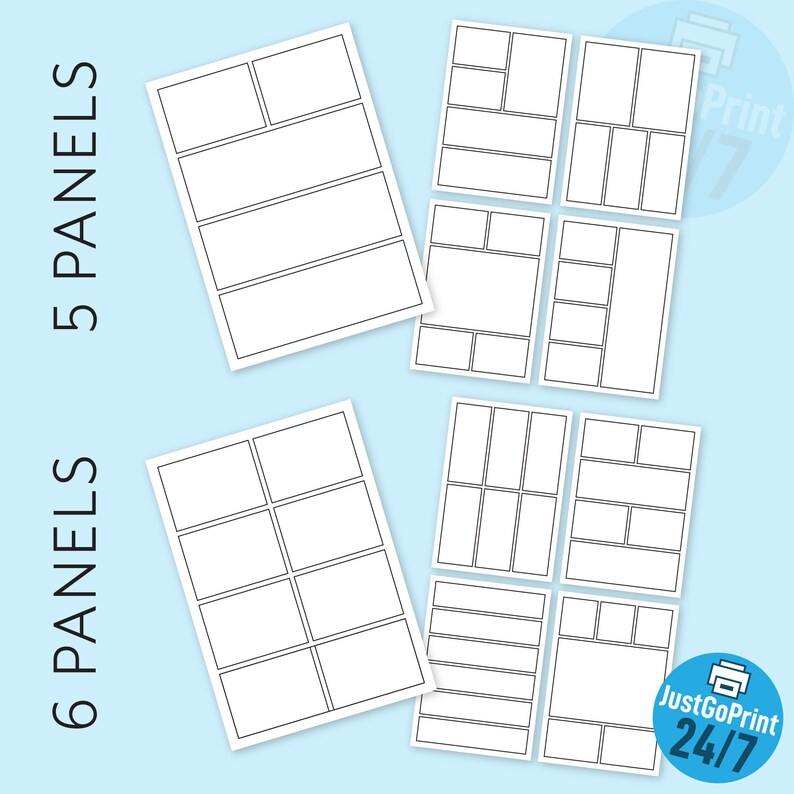Basic Comic Book Panels With 50 A4 Printable Pages, Drawing Strips, Art ...