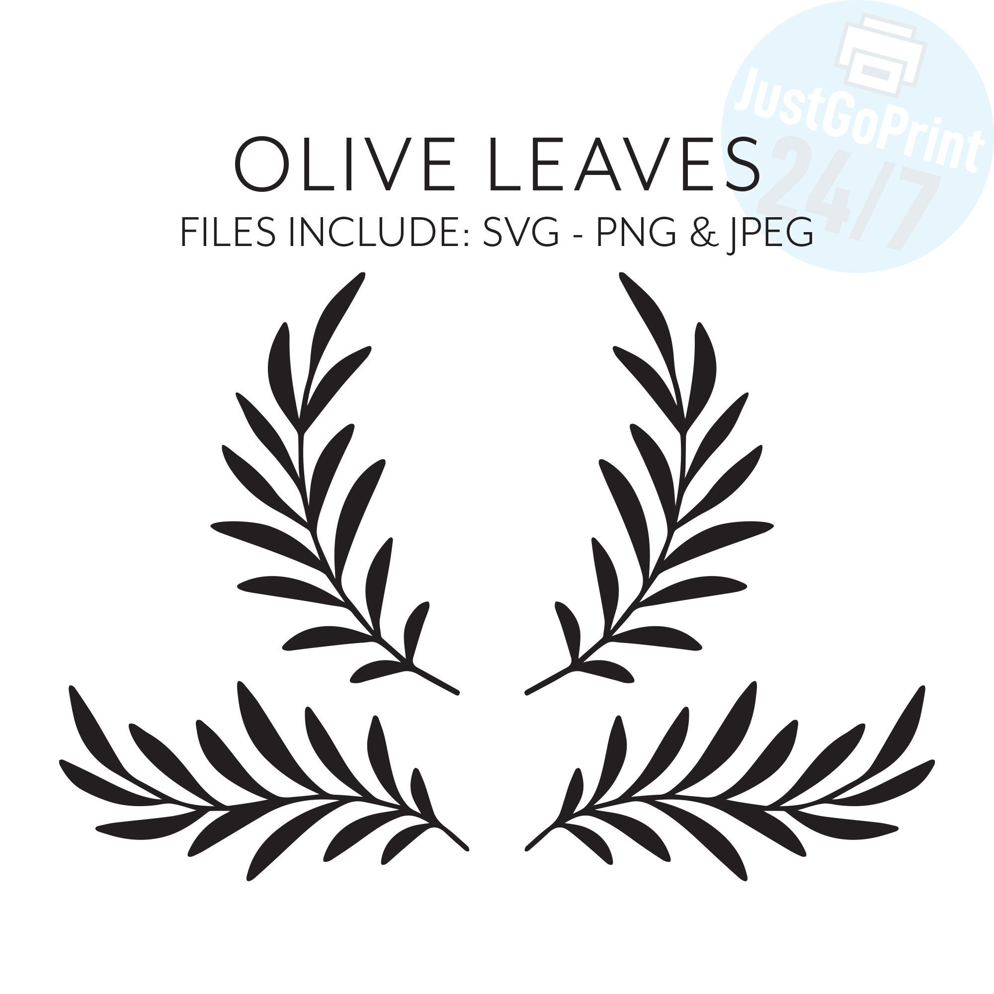 Olive Branches Wreath - Laurel Leaves - SVG - JPG - PNG - Olive Leaves ...
