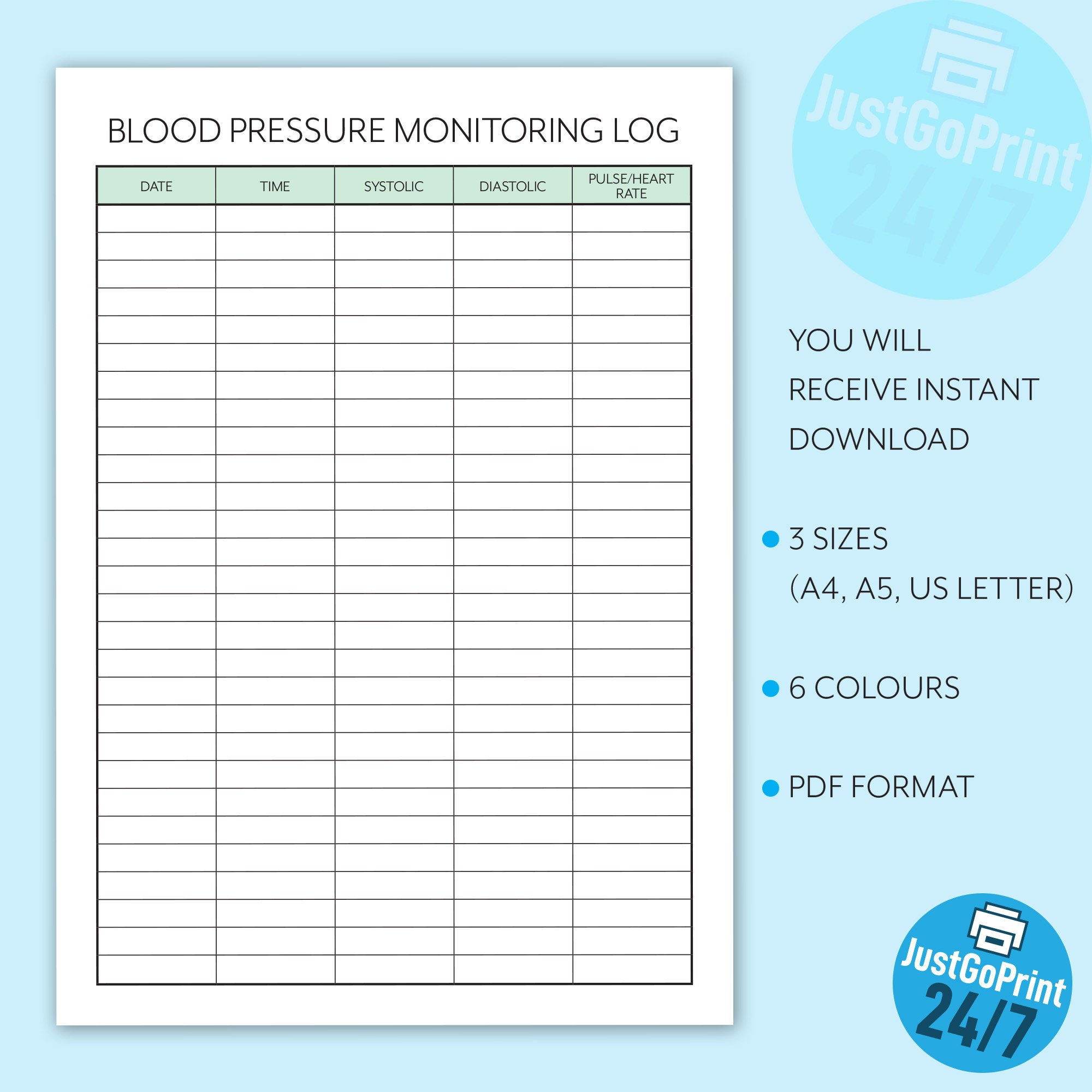 Blood Pressure Log Printable - High Blood Pressure Tracker Template ...