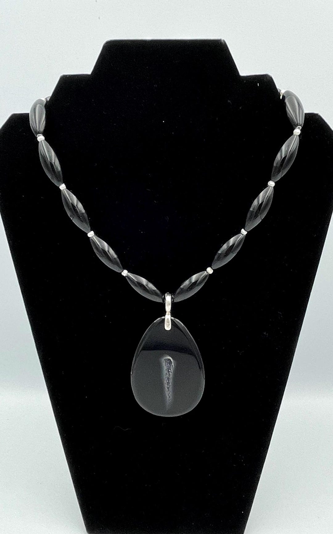 Vintage GSJ Onyx Pearl Statement Necklace - Etsy