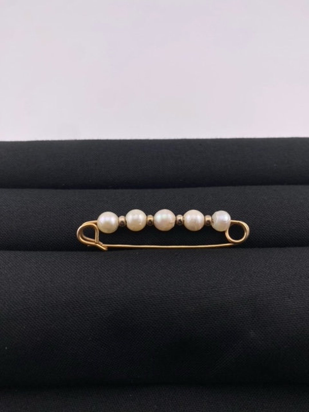 Faux Pearl Safety Pin Brooch - Etsy