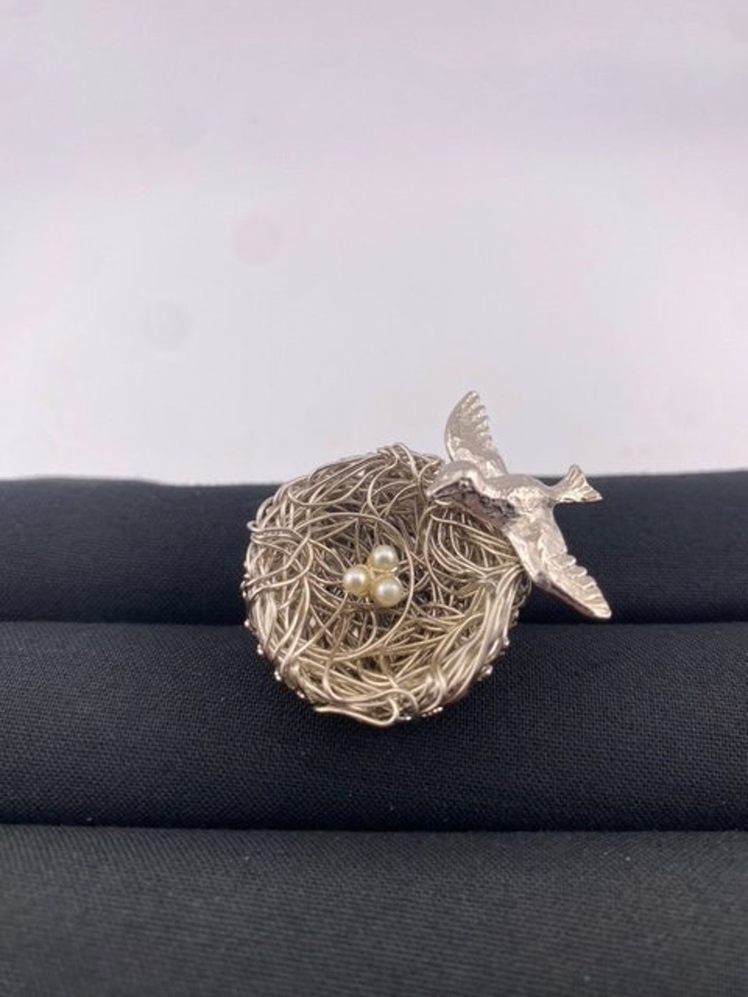 60s Jeanne Silver Tone Bird Nest Brooch - Etsy