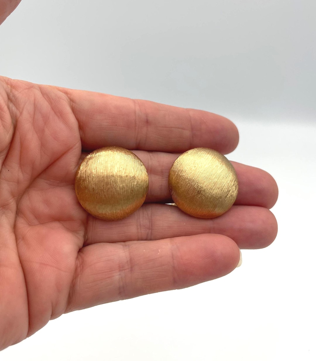 Vintage Monet Brushed Gold Tone Button Dome Clip-on Earrings - Etsy
