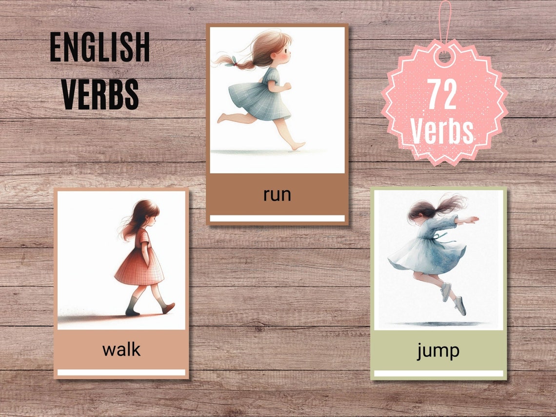Printable Verb Flashcards, Verb Flashcards, Verb Flashcards With ...