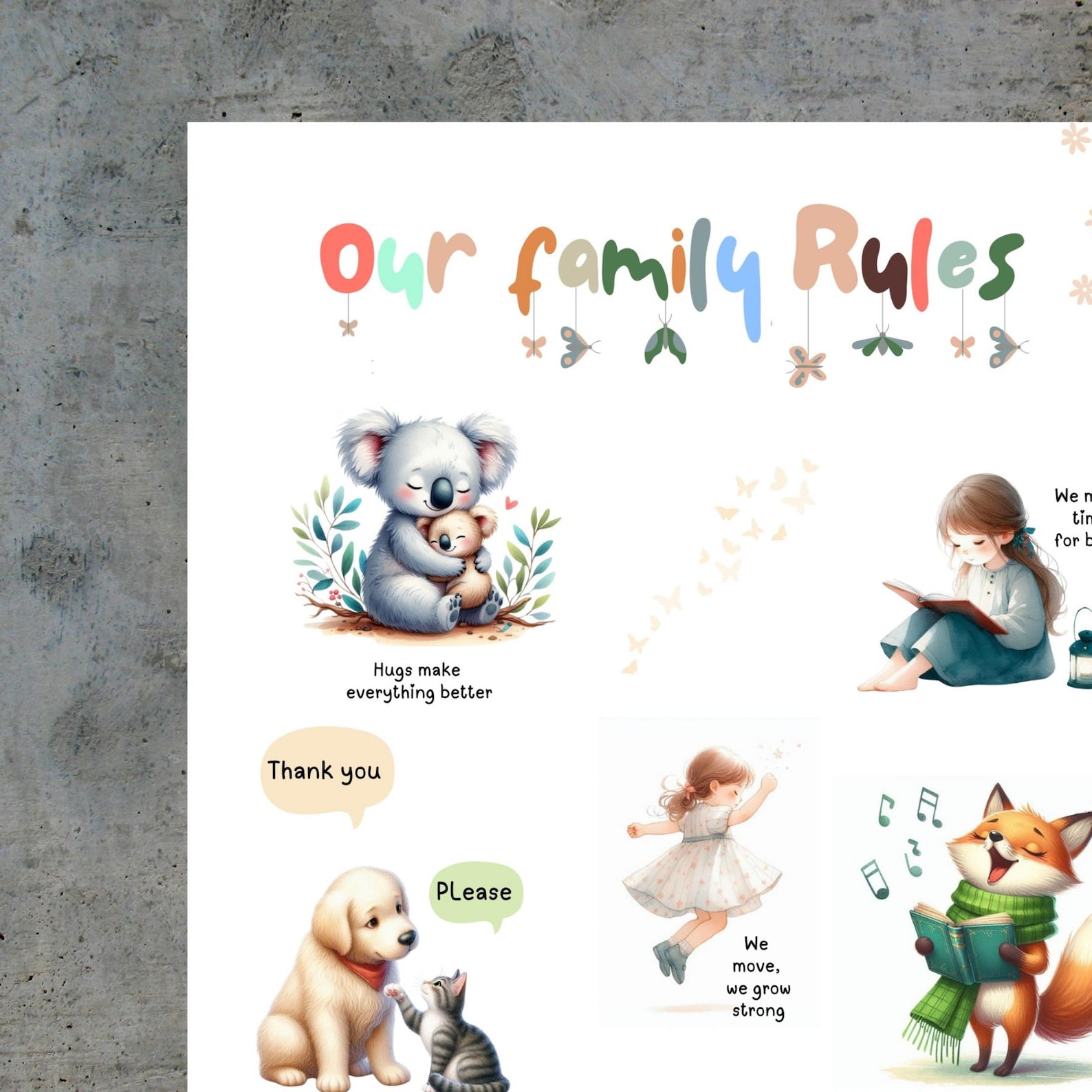 Family Rules Poster for Kids, House Rules, Kid Behaviour, Printable ...