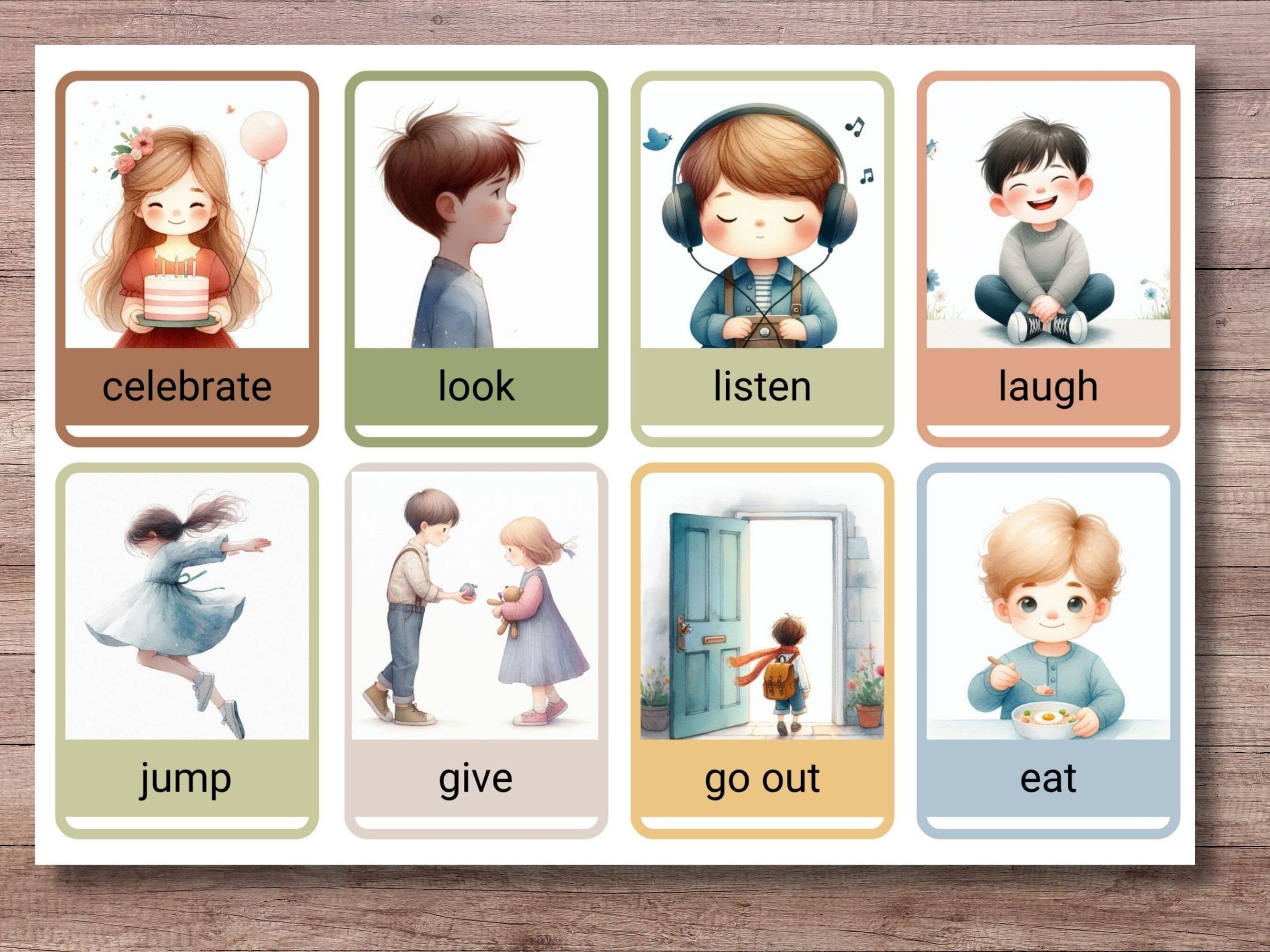 Printable Verb Flashcards, Verb Flashcards, Verb Flashcards With ...