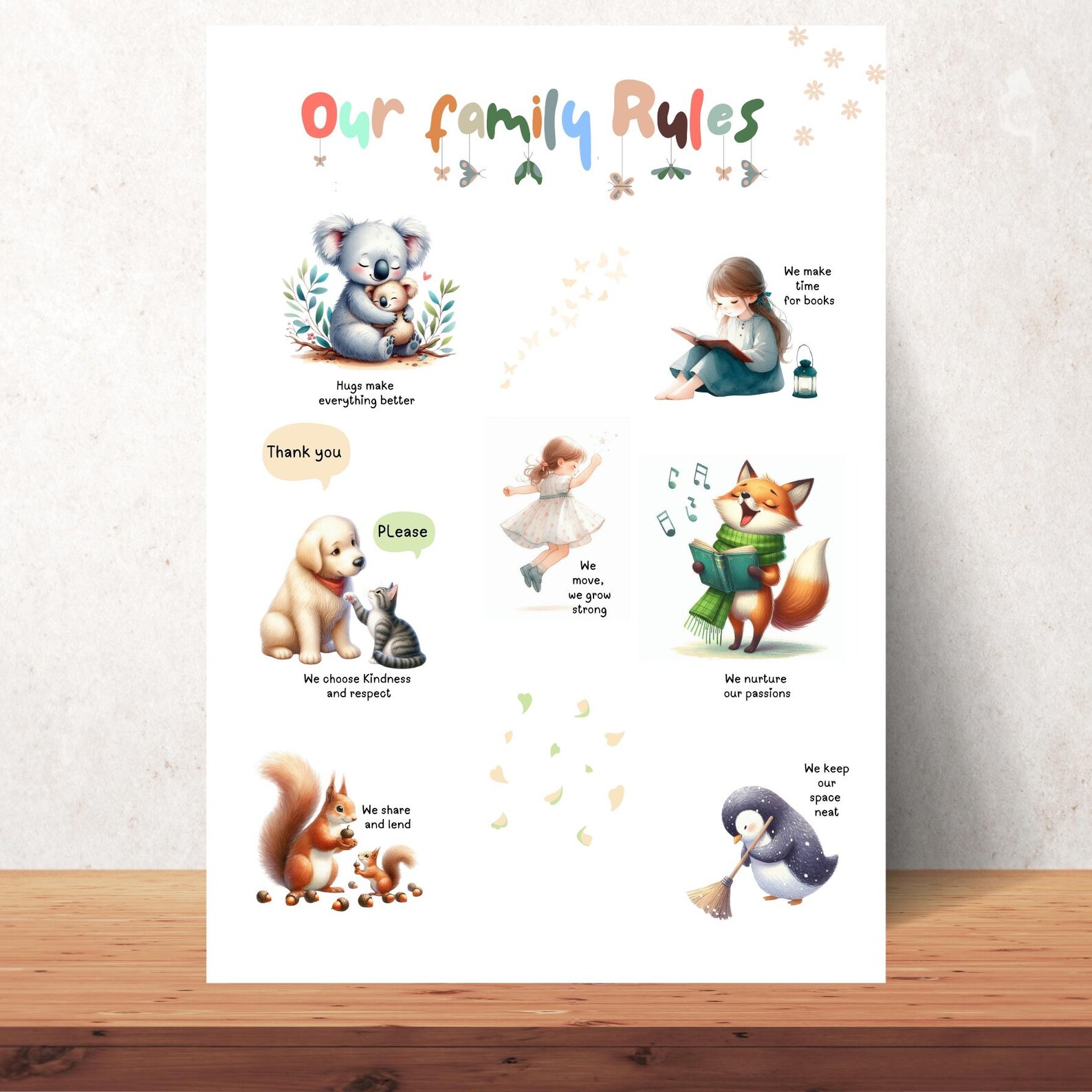 Family Rules Poster for Kids, House Rules, Kid Behaviour, Printable ...