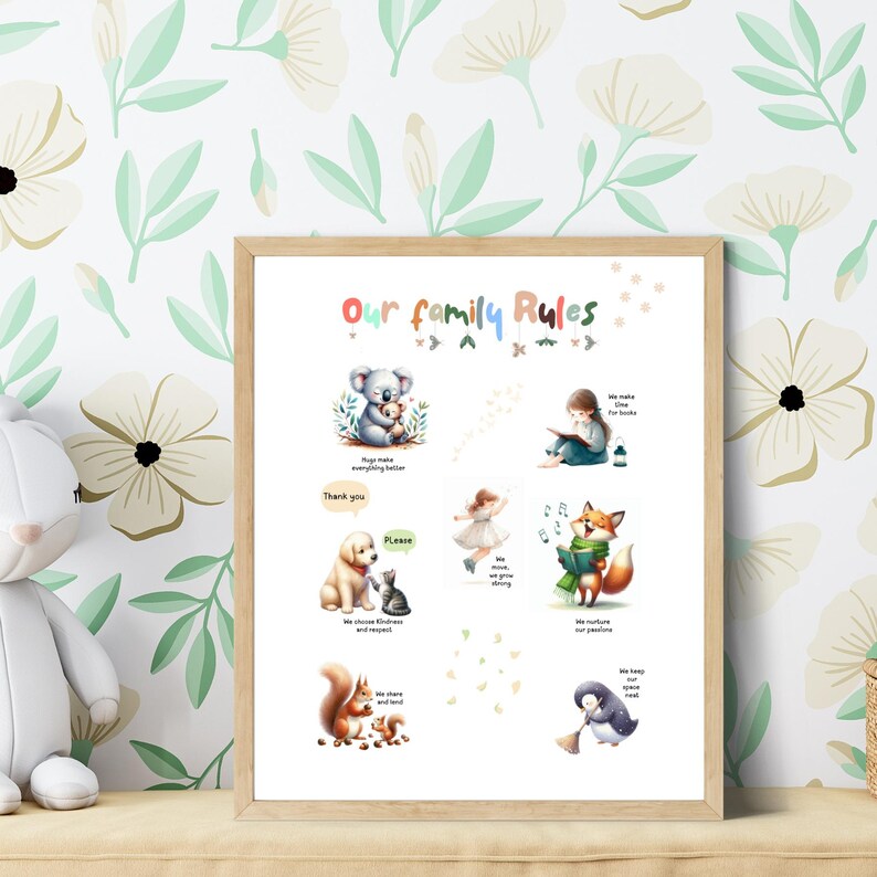 Family Rules Poster for Kids, House Rules, Kid Behaviour, Printable ...