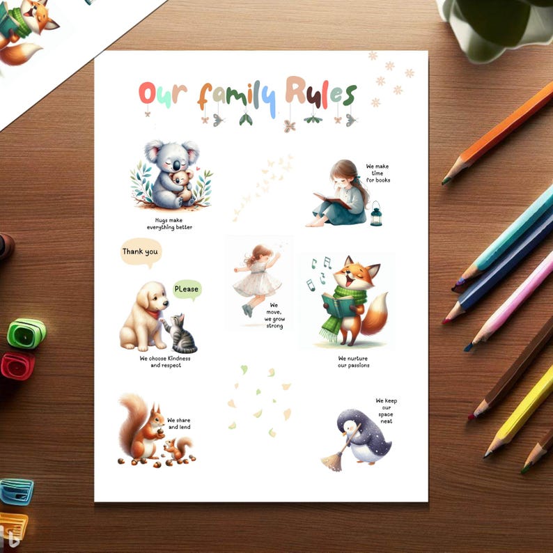 Family Rules Poster for Kids, House Rules, Kid Behaviour, Printable ...