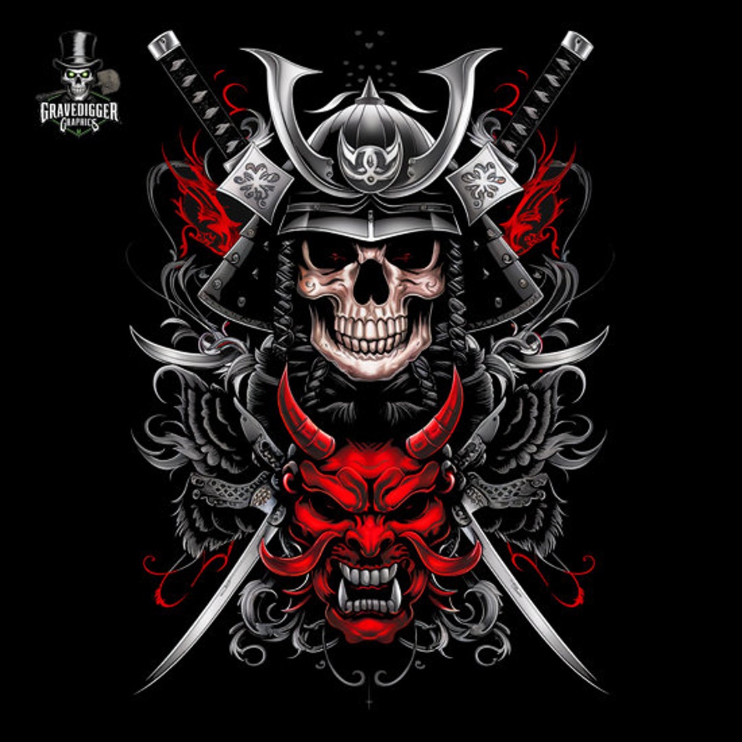 Samurai Skull Oni T-shirt Emo Goth Punk Rock Alt Fashion - Etsy