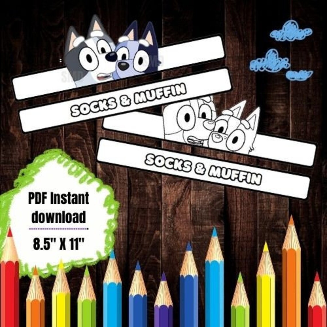 Bluey Headband, Bluey Friends, Birthday Hats, Coloring - Etsy