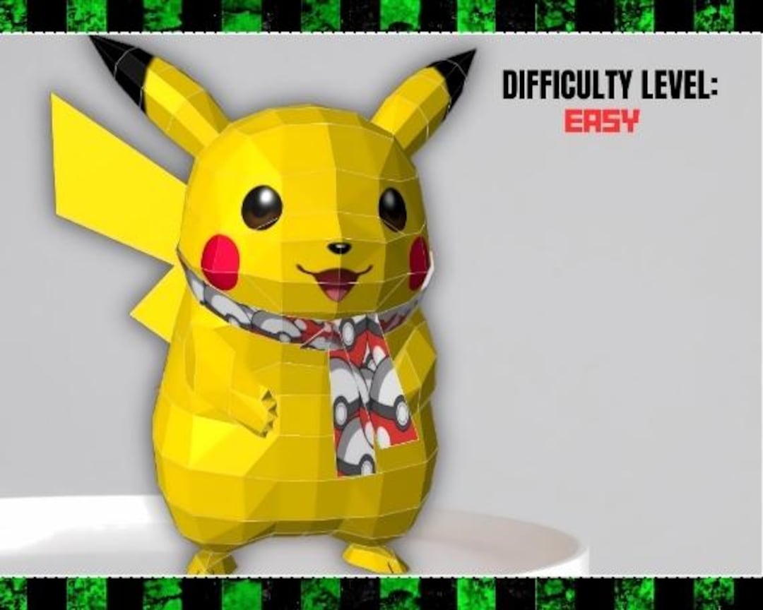 Papercraft Pikachu, Paper Craft 3D Model, Pokemon PDF Template, Cute ...