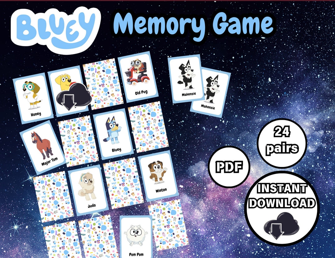 DIGITAL FILE .bluey Memory Card Game Printable, Matching Game, Matching ...