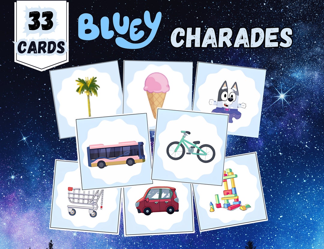 Bluey Charades Game Printable, Charades Game, Charades Activities ...