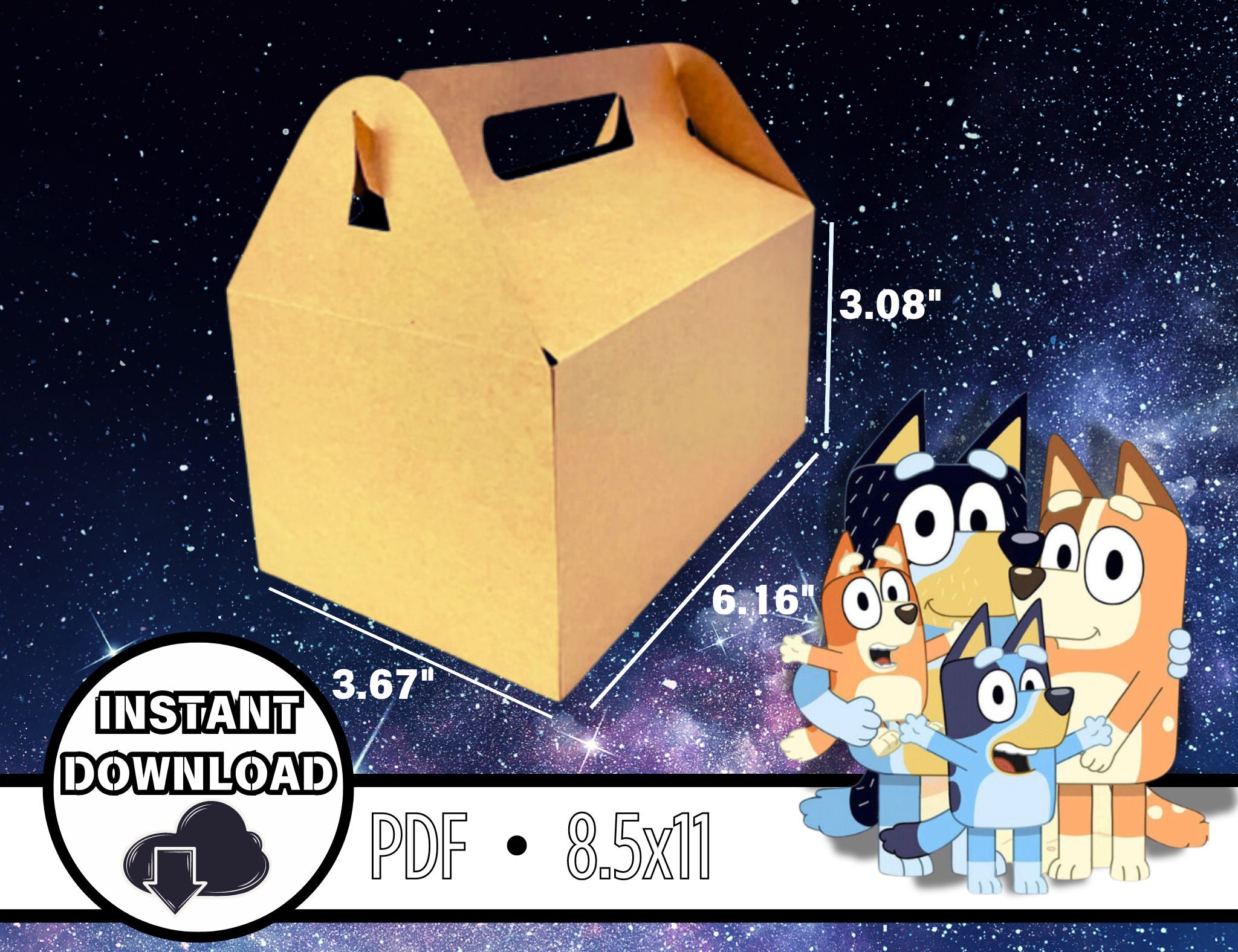 DIGITAL File.bluey Treat Box, Bluey Birthday, Bluey Decoration, Gable ...