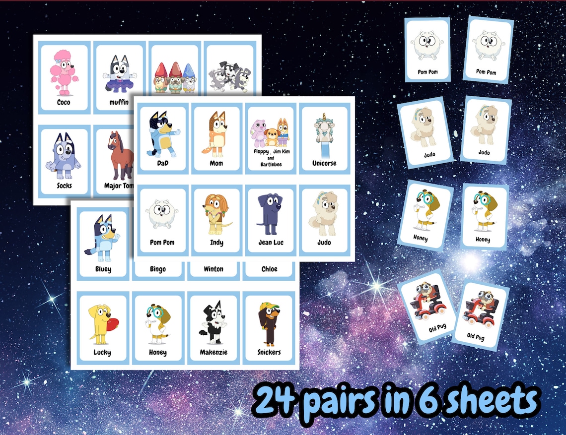 DIGITAL FILE .bluey Memory Card Game Printable, Matching Game, Matching ...