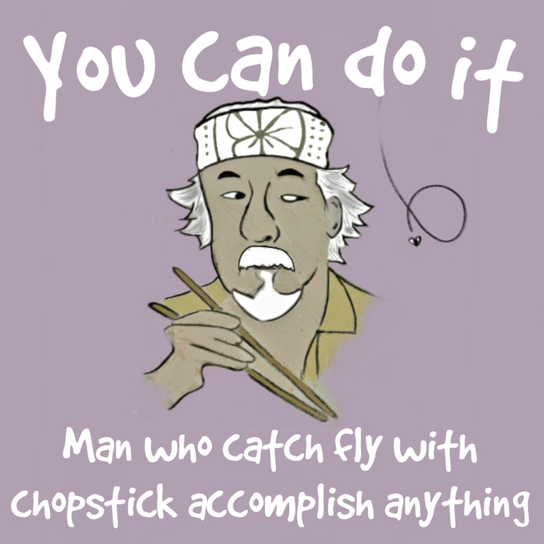 Mr Miyagi Caricatures Greetings Cards Good Luck Motovational Art - Etsy