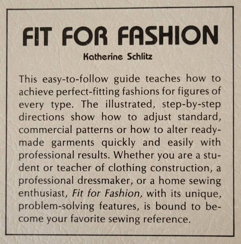 FIT FOR FASHION the Complete Pattern Alteration and Fitting Guide - Etsy