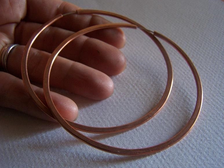 Copper Hoop Earrings XL 3 inch hoops | Etsy