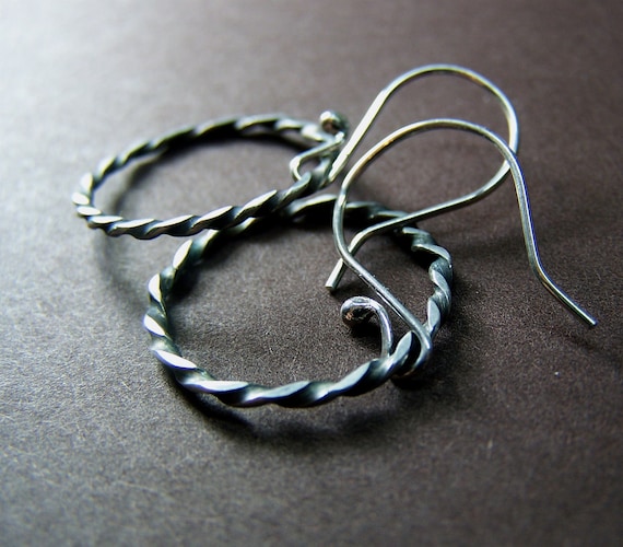 Sterling Silver Textured Rope Hoops | Etsy
