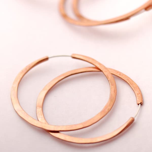 Copper Hoop Earrings - Etsy