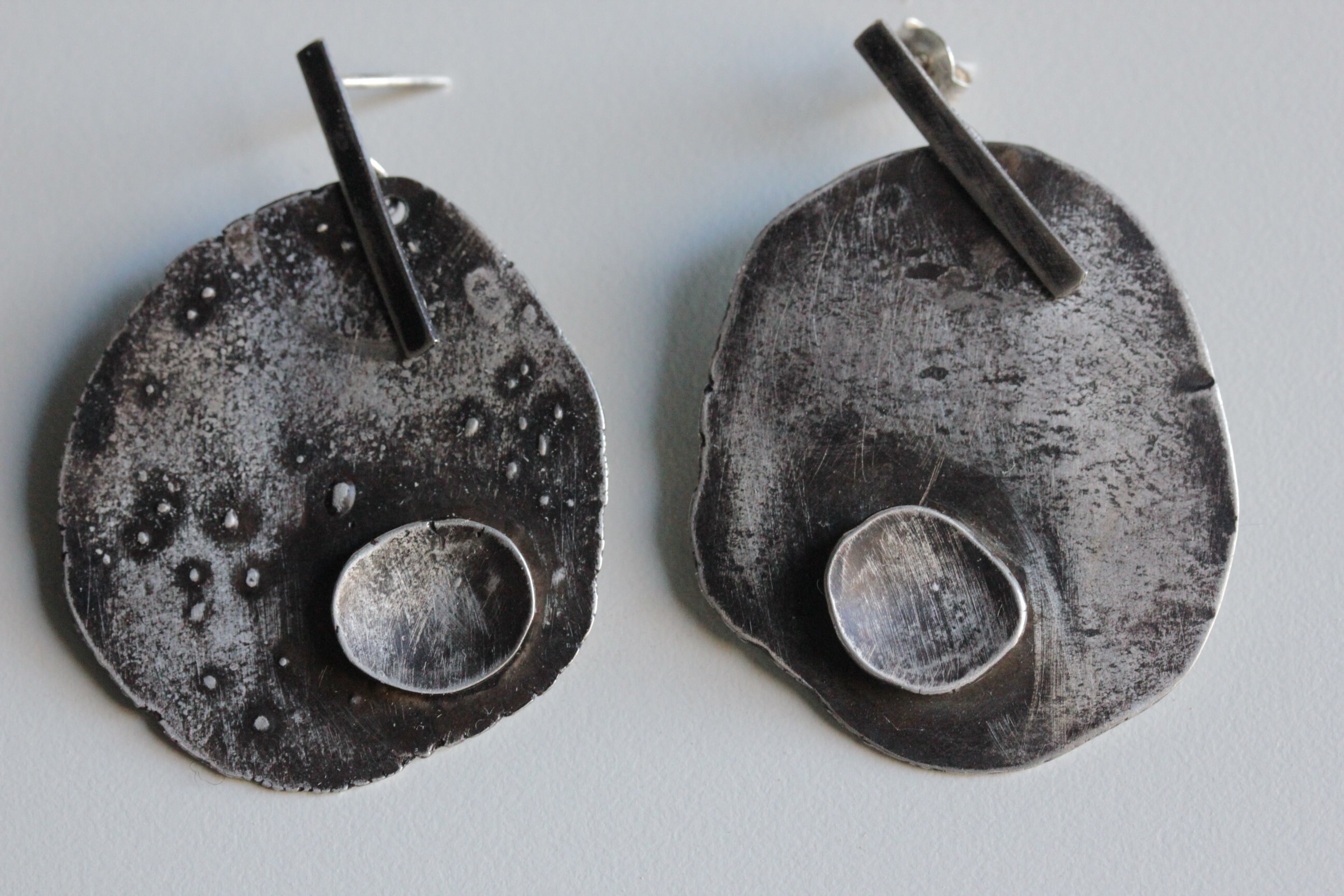 Recycled Sterling Silver Organic Shape Post Earrings With Texture and ...