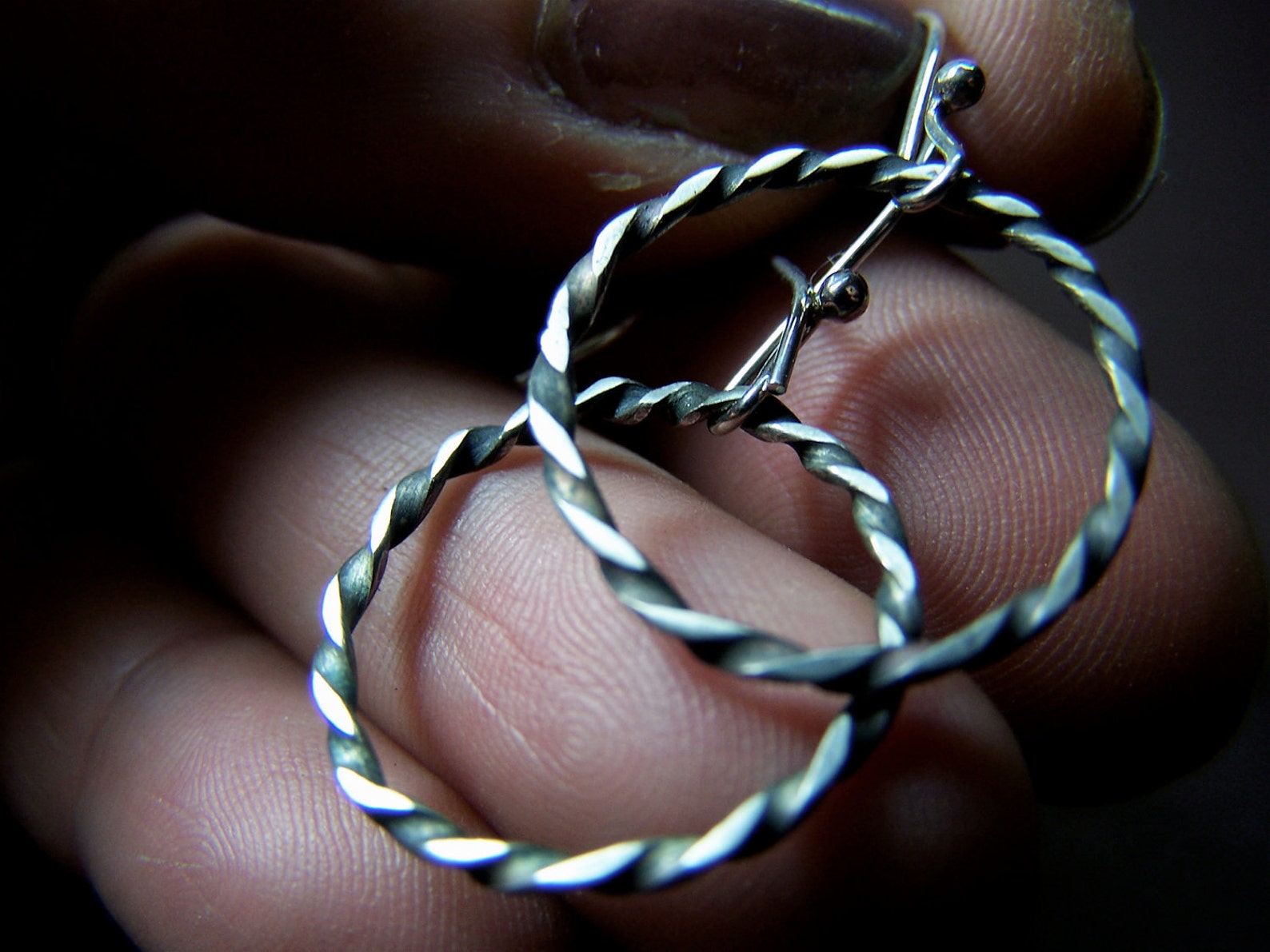 Sterling Silver Textured Rope Hoops | Etsy