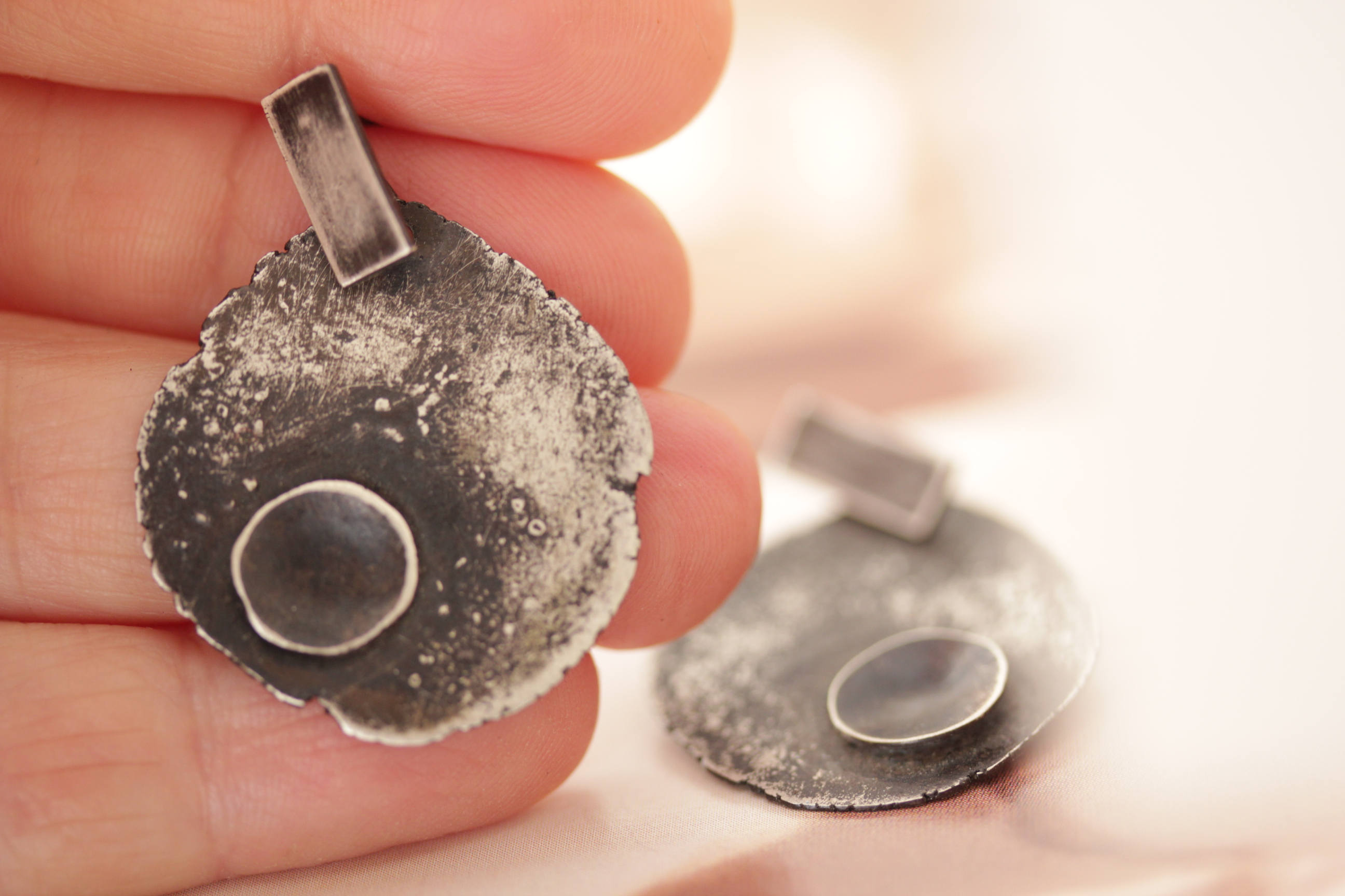 Recycled Sterling Silver Organic Shape Post Earrings with | Etsy