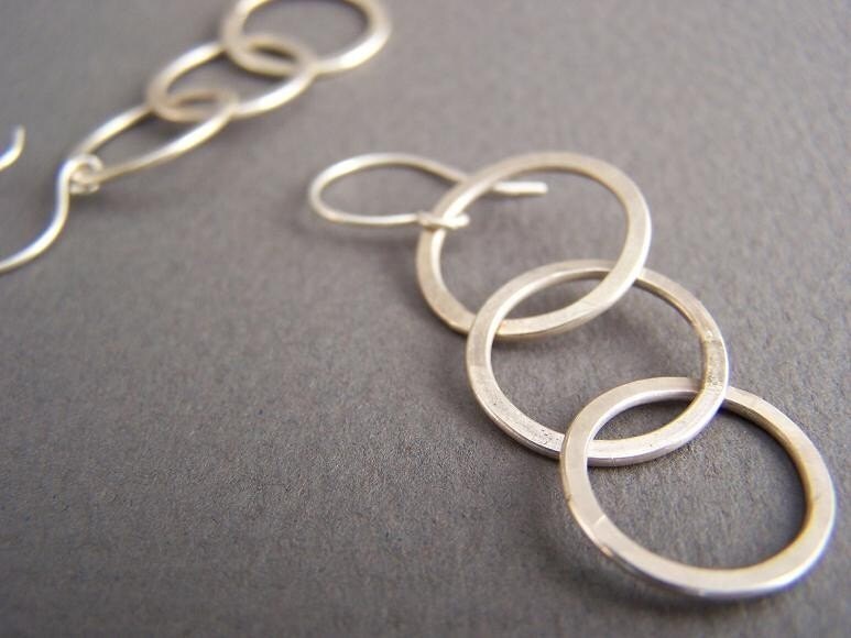 Sterling Silver Three circles hoop earrings | Etsy