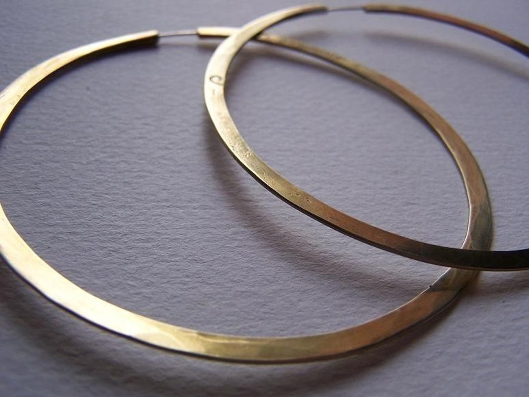 Endless Brass Hoop Earrings - Hammered Brass Hoops - Continuous Style ...
