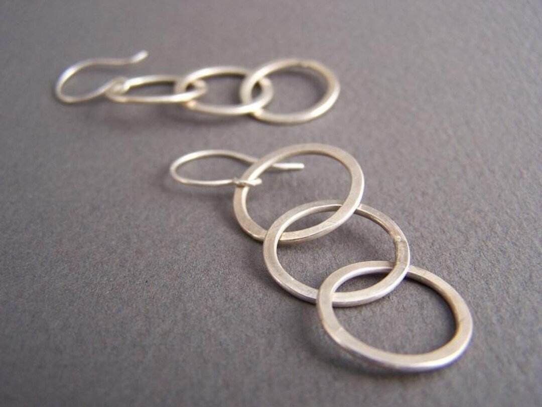 Sterling Silver Three Circles Hoop Earrings - Etsy