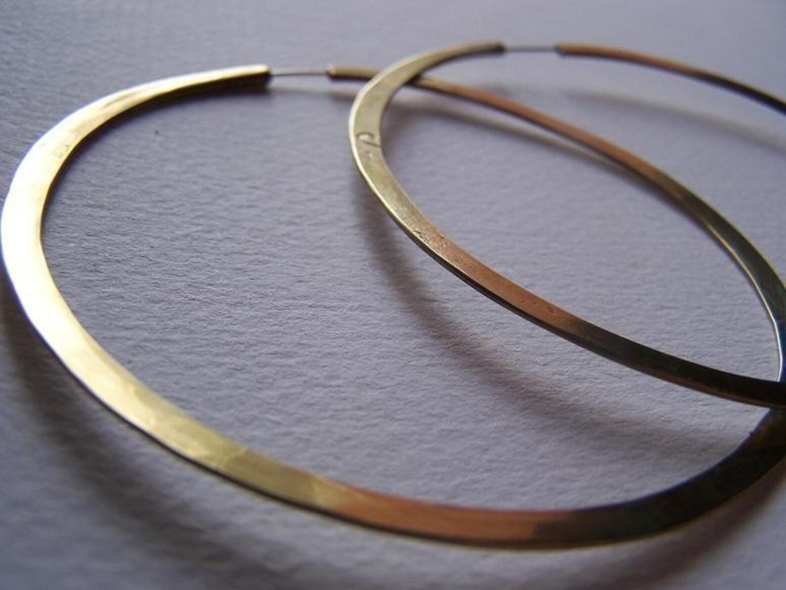 Endless Brass Hoop Earrings Hammered Brass Hoops - Etsy