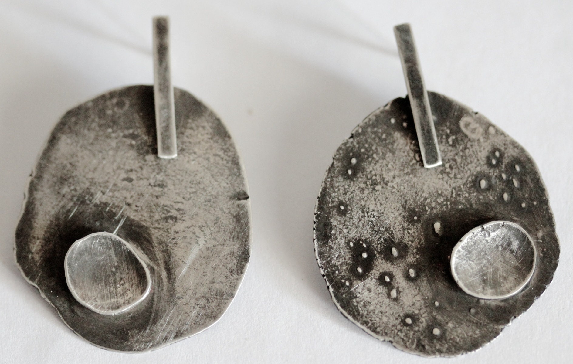 Recycled Sterling Silver Organic Shape Post Earrings With Texture and ...