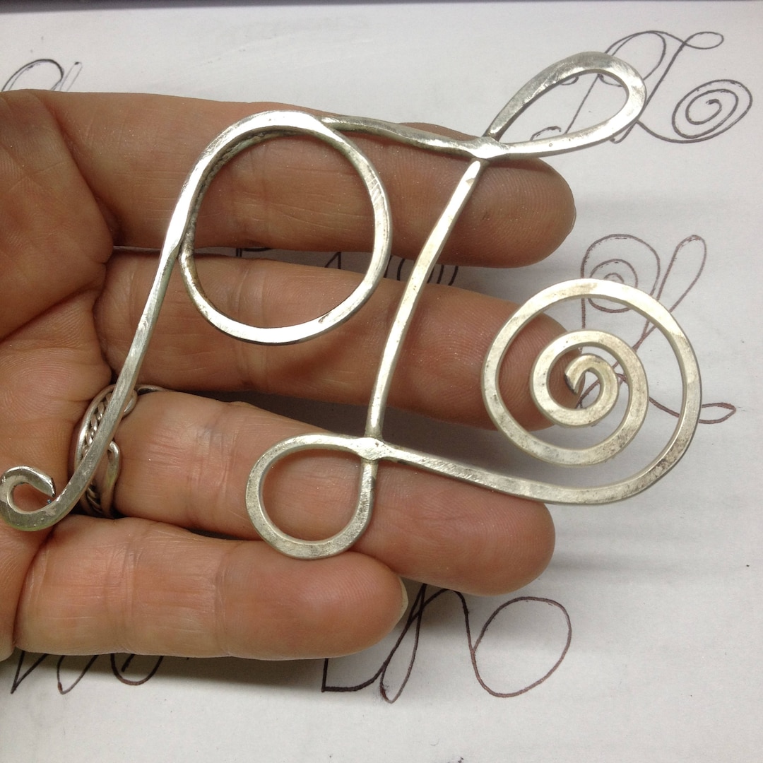 Sterling Silver Personalized Initials Brooch - Etsy