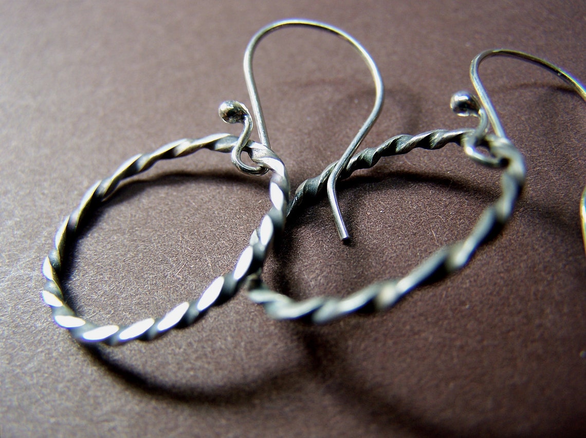 Sterling Silver Textured Rope Hoops | Etsy