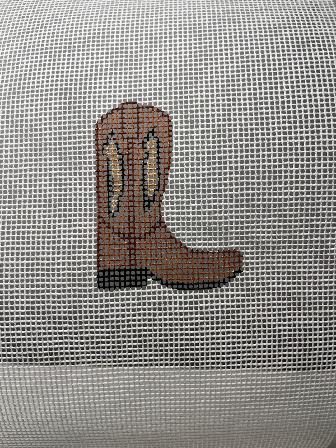 Hand Painted, Needlepoint Canvas, 13 Mesh, Cowboy Work Boot - Etsy