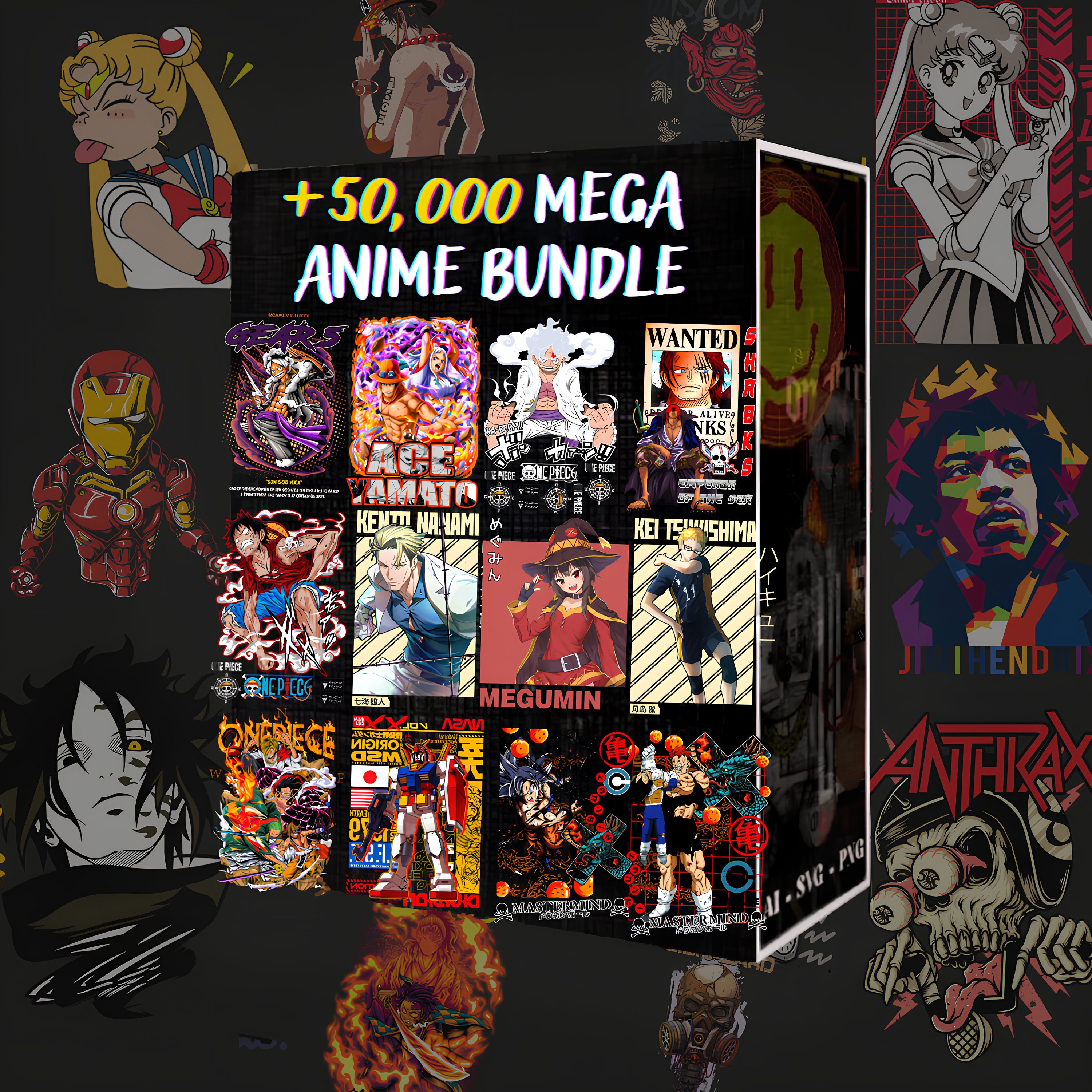 Mega Design Bundle: 50,000 Designs, Anime, Streetwear, Anime Vector ...