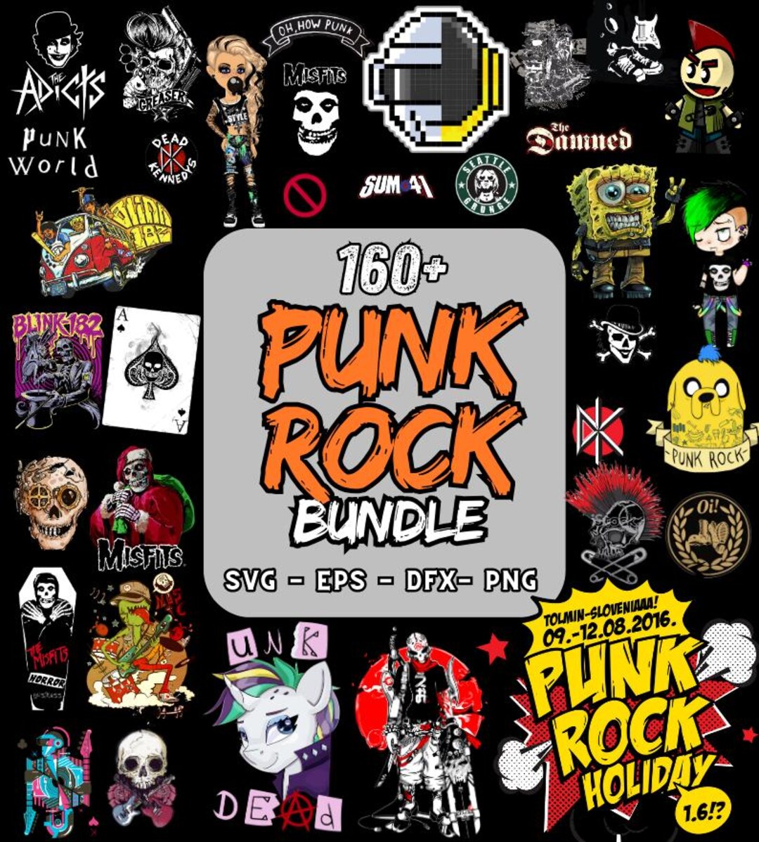 160 T-shirt Designs Bundle,punk Rock Bands Design Pack, Halftone ...