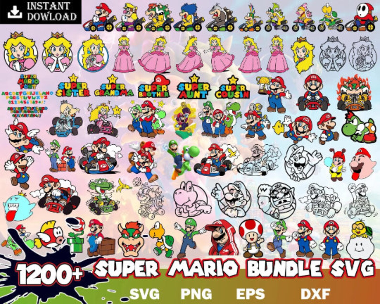 Super Mario SVG Bundle for Cricut and Sublimation, Mario Cut Files ...