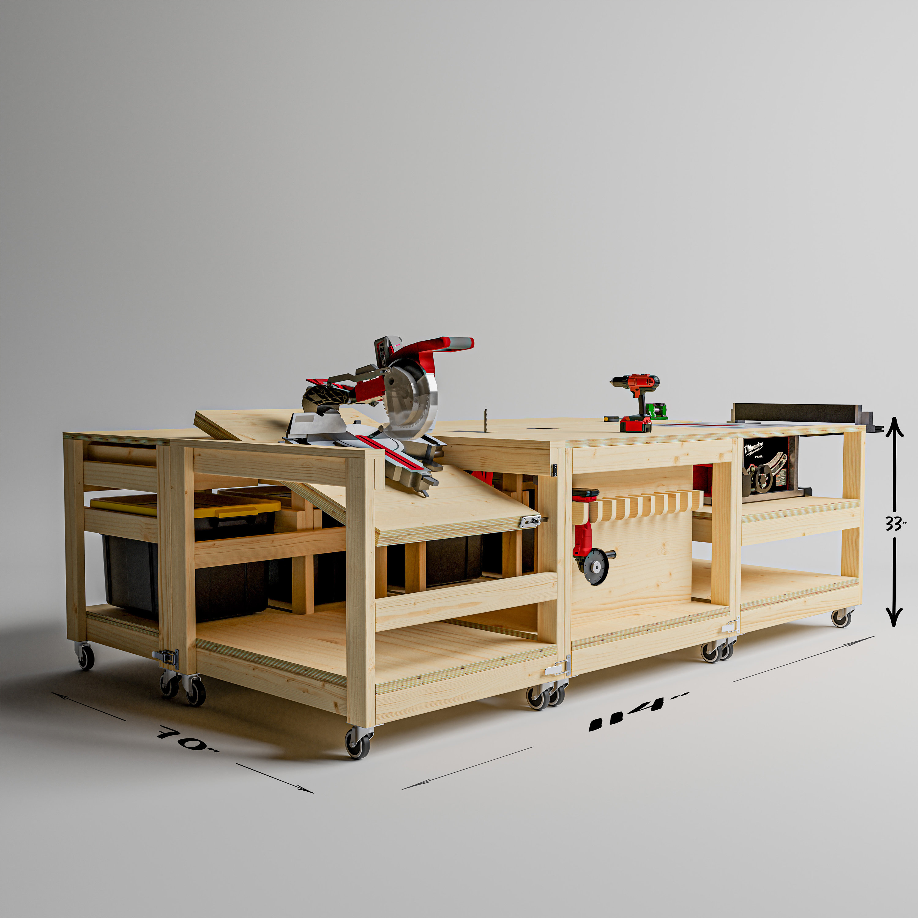 Milwaukee Workbench Set With Storage Plans - Tote Storage 27 Gal ...